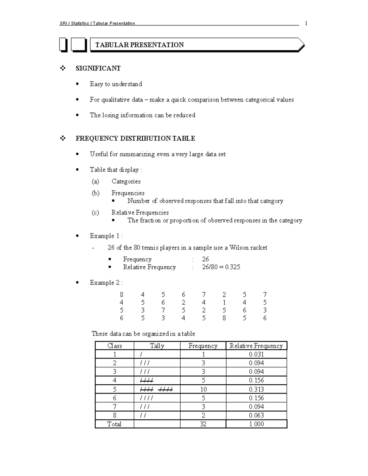 03ns-tabular Presentation - TABULAR PRESENTATION SIGNIFICANT Easy to ...