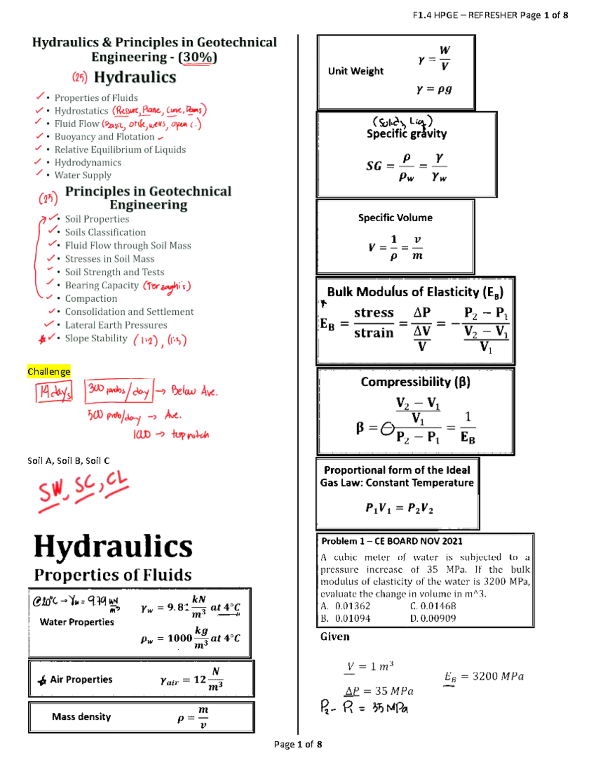F1 - engineering review materials - Mechanical Engineering Laboratory 2 - Challenge Soil A, Soil ...