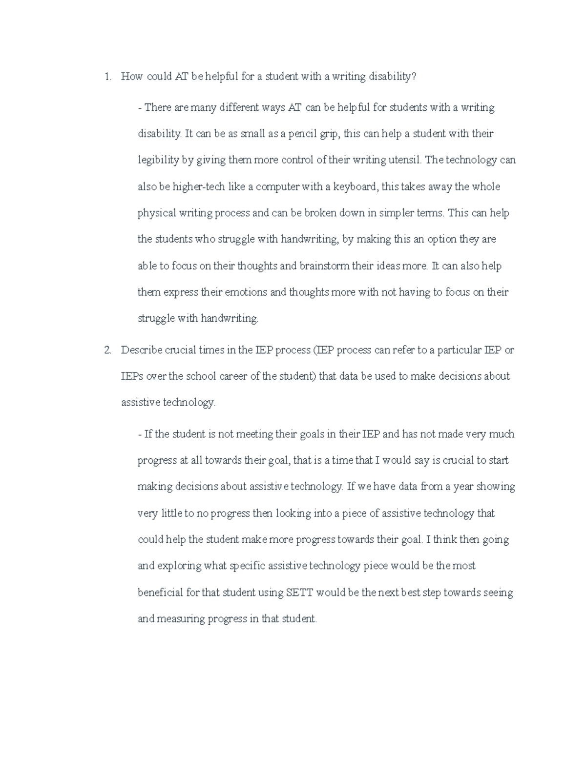 Foundations of Sp Ed Module 4 Activity - How could AT be helpful for a ...