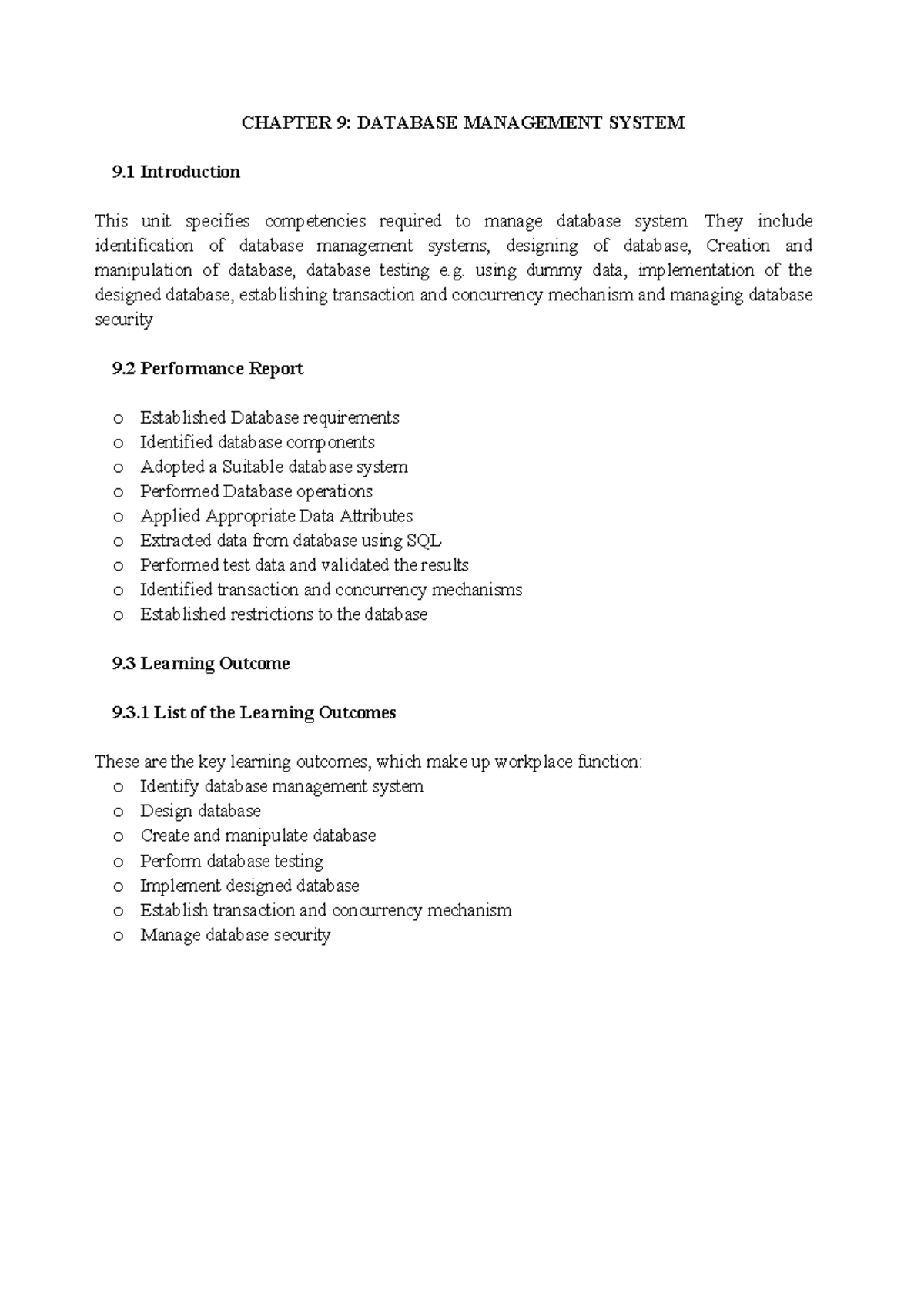Database Management System - CHAPTER 9: DATABASE MANAGEMENT SYSTEM 9 Introduction This unit ...