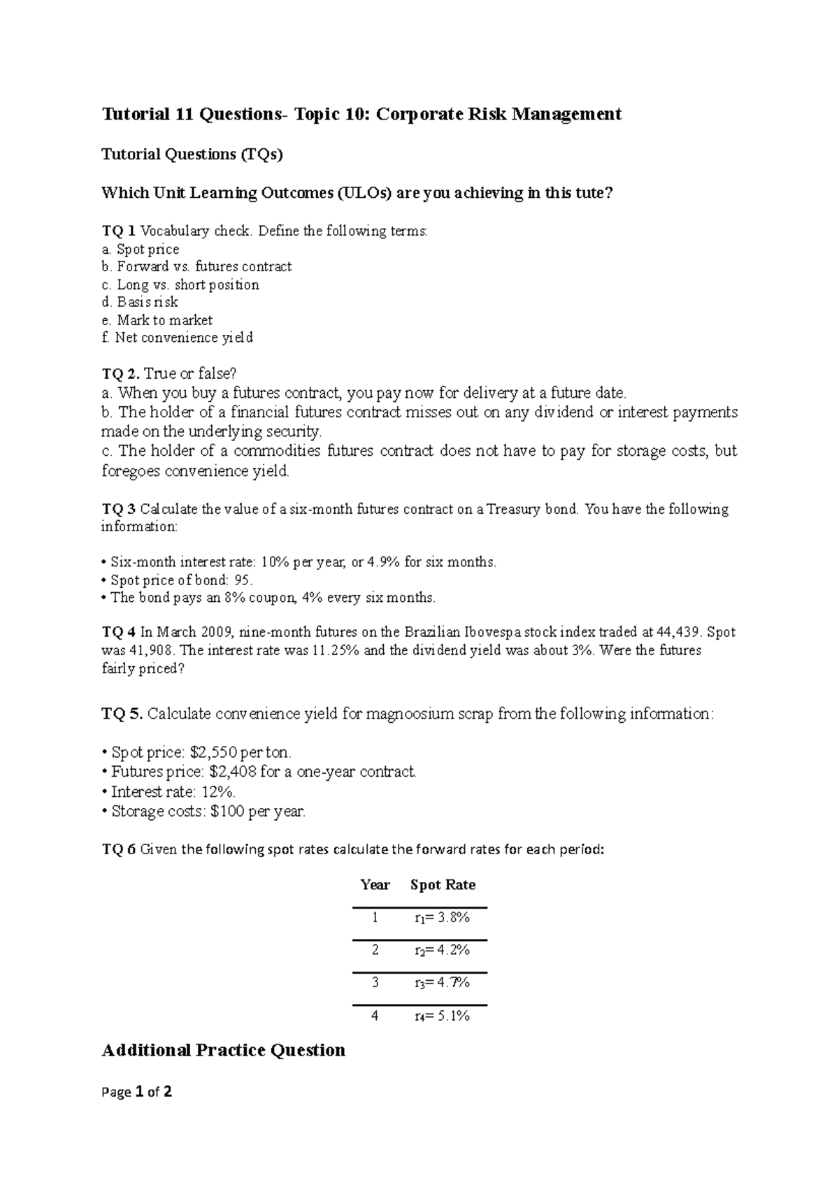Tutorial 11 Question MAF302 - Tutorial 11 Questions- Topic 10 ...