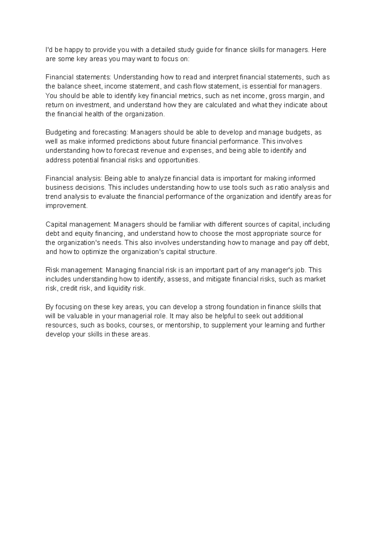 Finance Skills for Managers - D076 study guide - I'd be happy to ...
