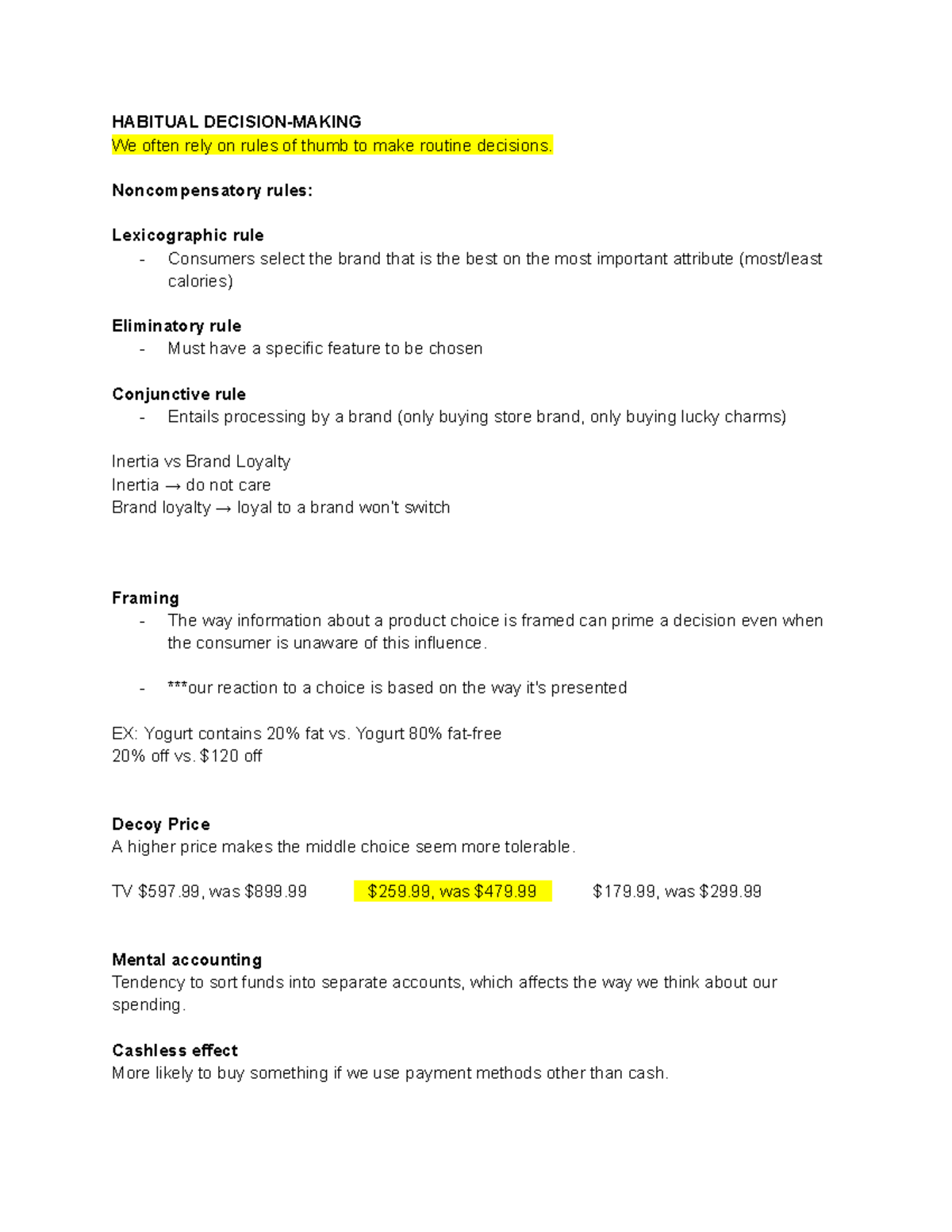 MRKT 4220 Habitual decsion making - HABITUAL DECISION-MAKING We often ...