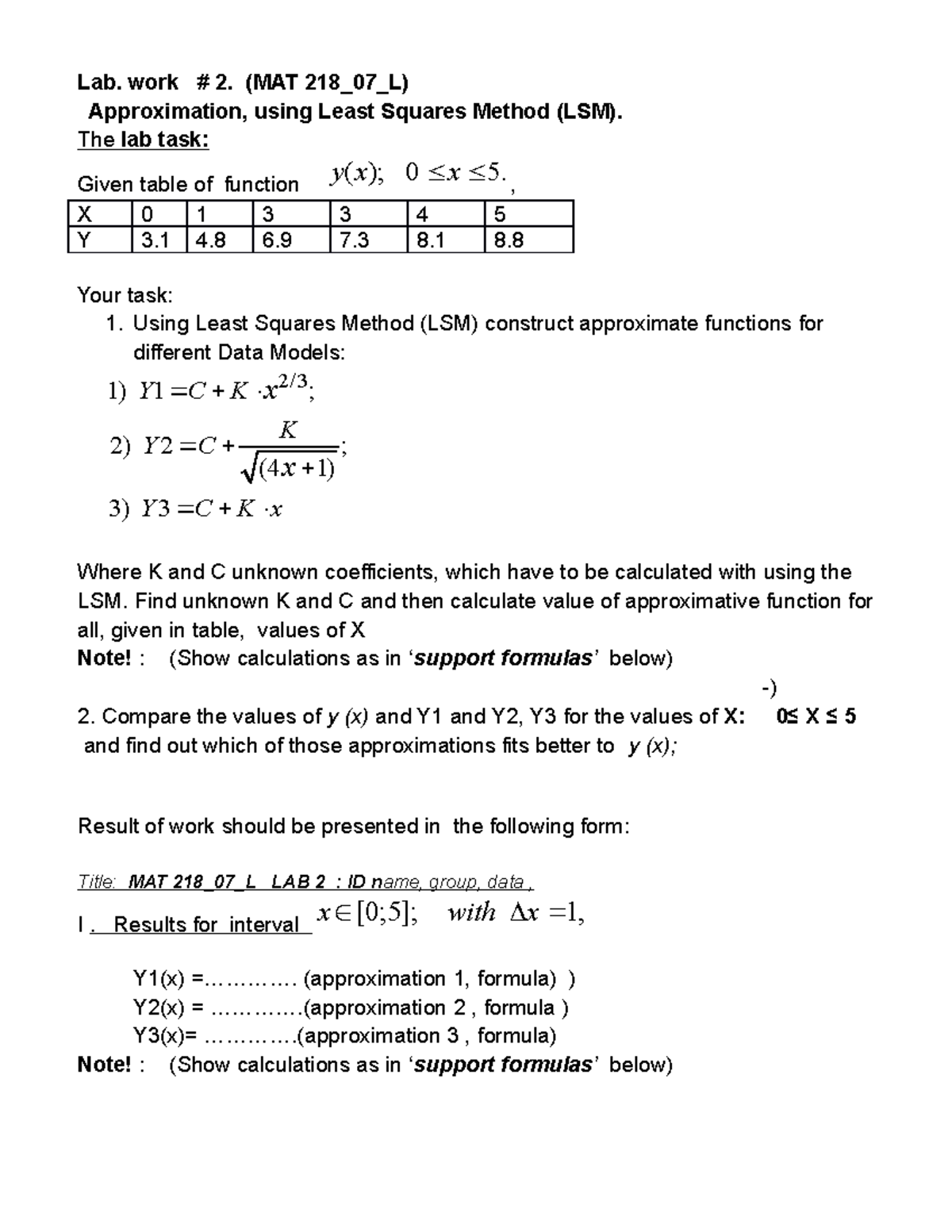 M218 07 Lab 2-appox - cool - ####### Lab. work # 2. (MAT 218_07_L ...