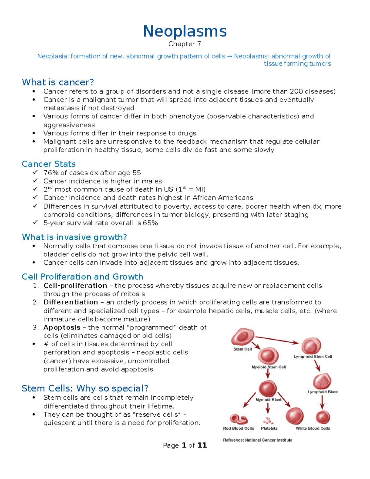 Neoplasm Notes - Neoplasms Chapter 7 Neoplasia: formation of new ...
