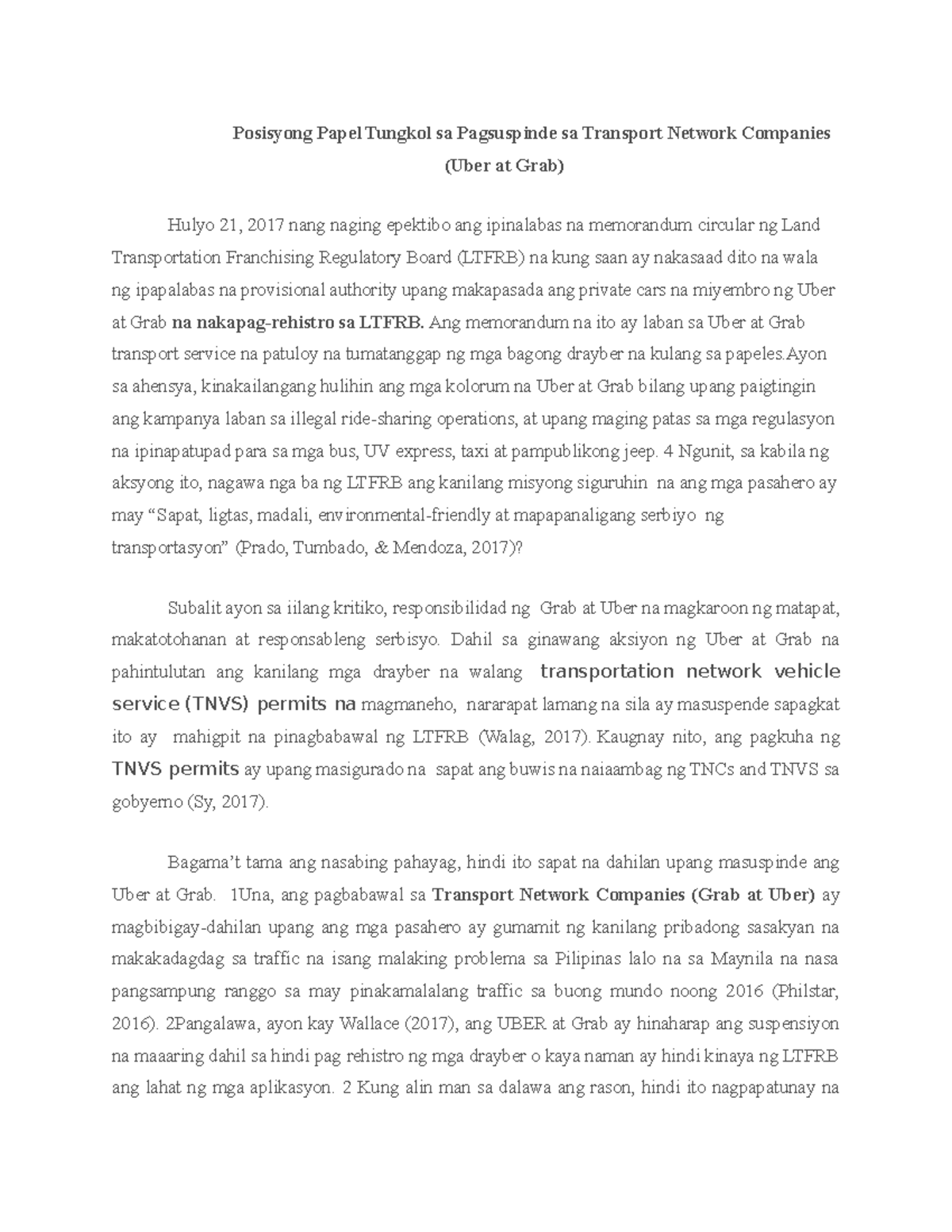 Position paper fili - Grade: A - Posisyong Papel Tungkol sa Pagsuspinde ...