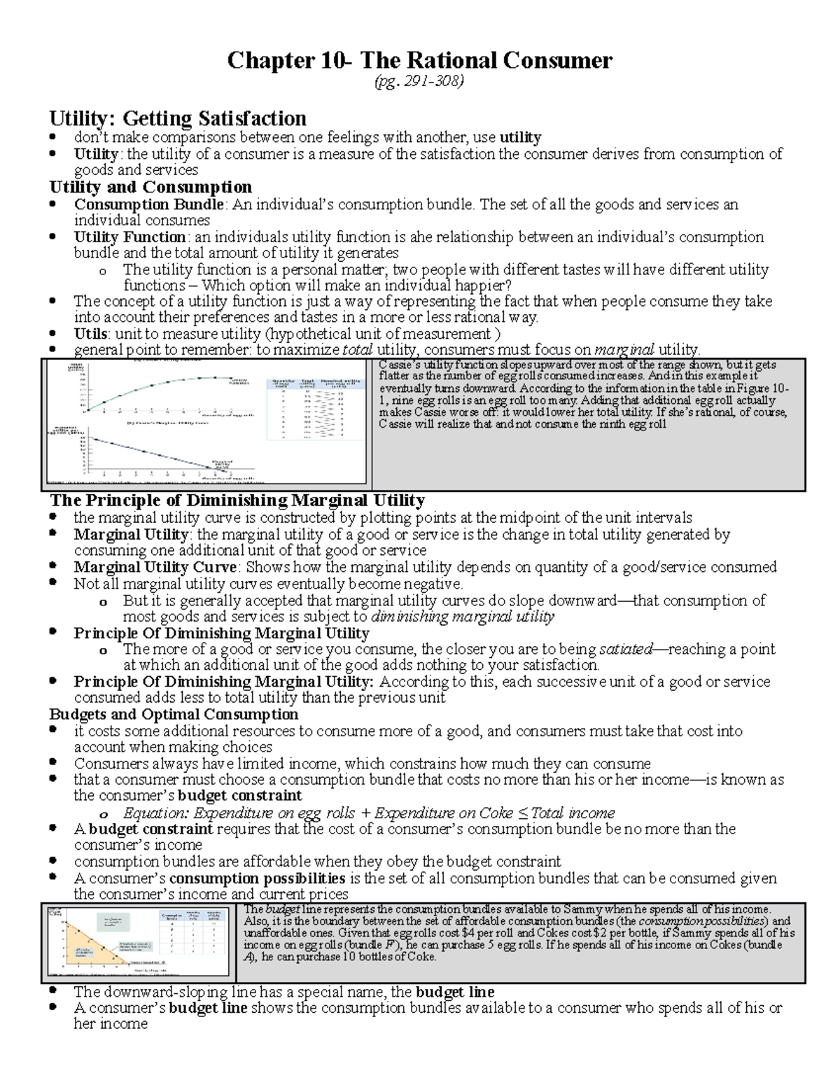 Chapter 10- The Rational Consumer - 291-308) Utility: Getting ...