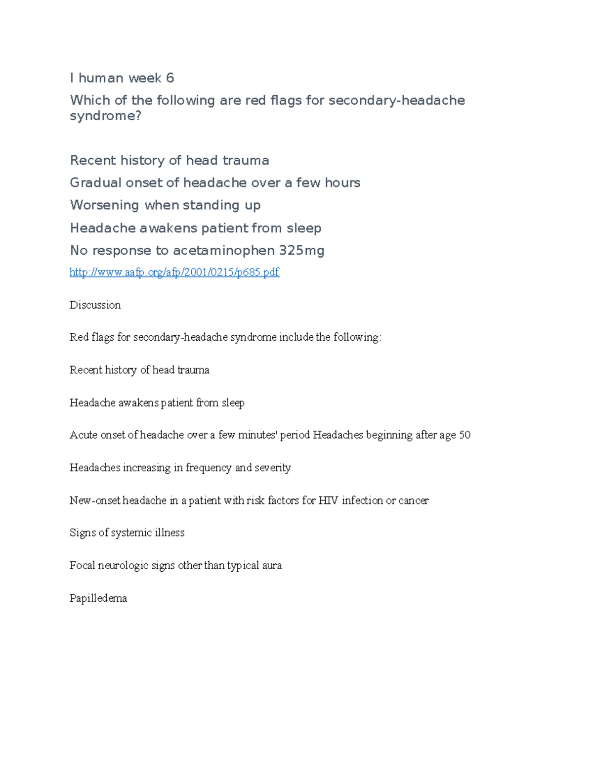 NR509 I human week 6 Neurological - I human week 6 Which of the ...