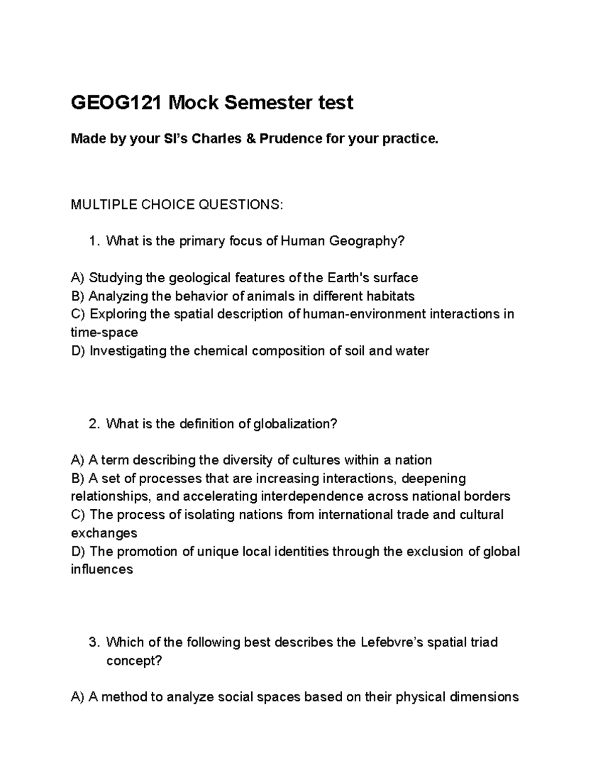 GEOG121 Mock Semester Test MULTIPLE CHOICE QUESTIONS 1 What Is The geog121-mock-semester-test-multiple-choice-questions-1-what-is-the