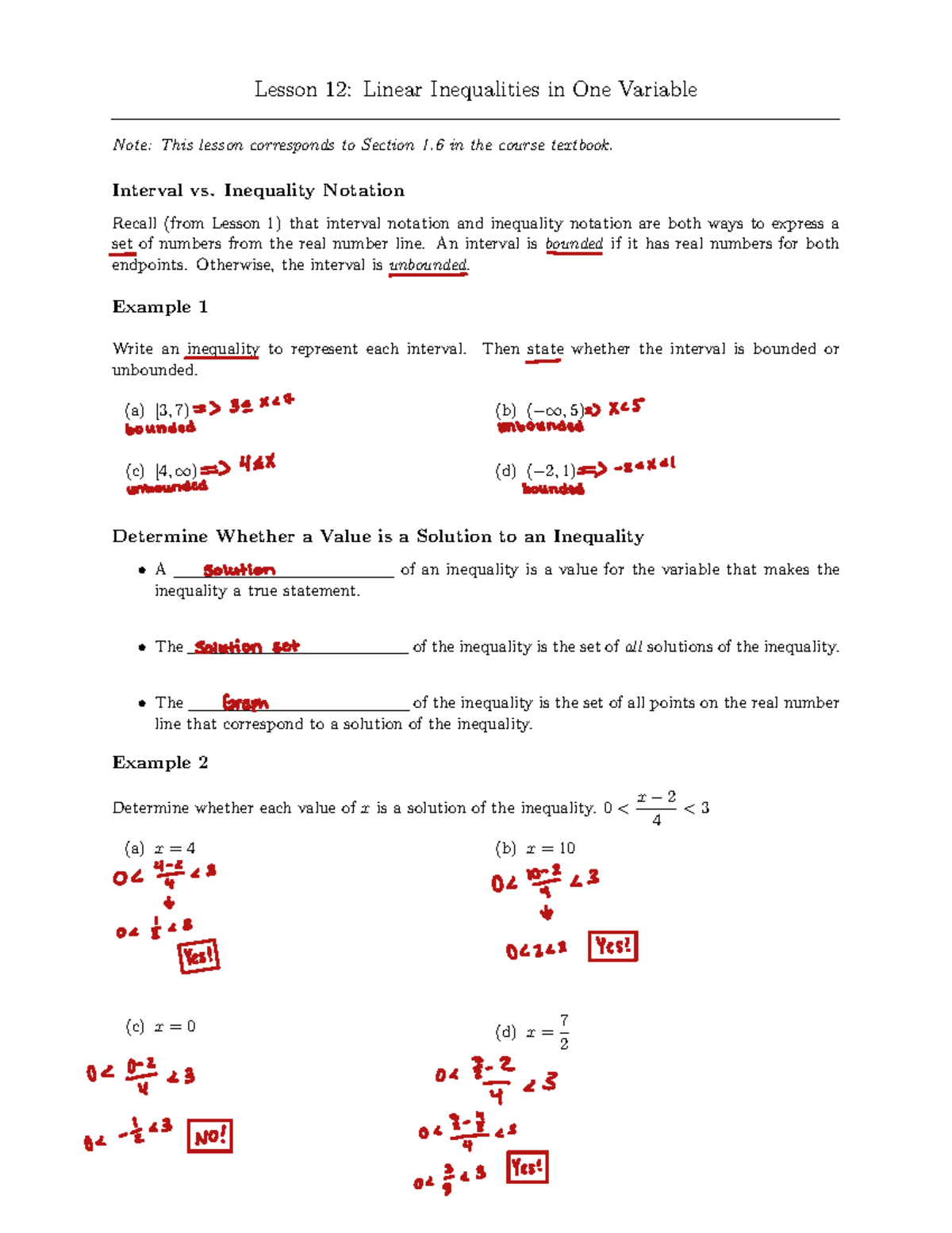 M119 Note-Taking Guide Lesson 12 (JRS) - Lesson 12: Linear Inequalities ...