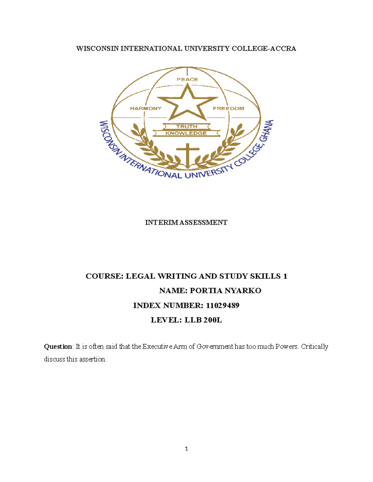 Legal Writing - WISCONSIN INTERNATIONAL UNIVERSITY COLLEGE-ACCRA ...