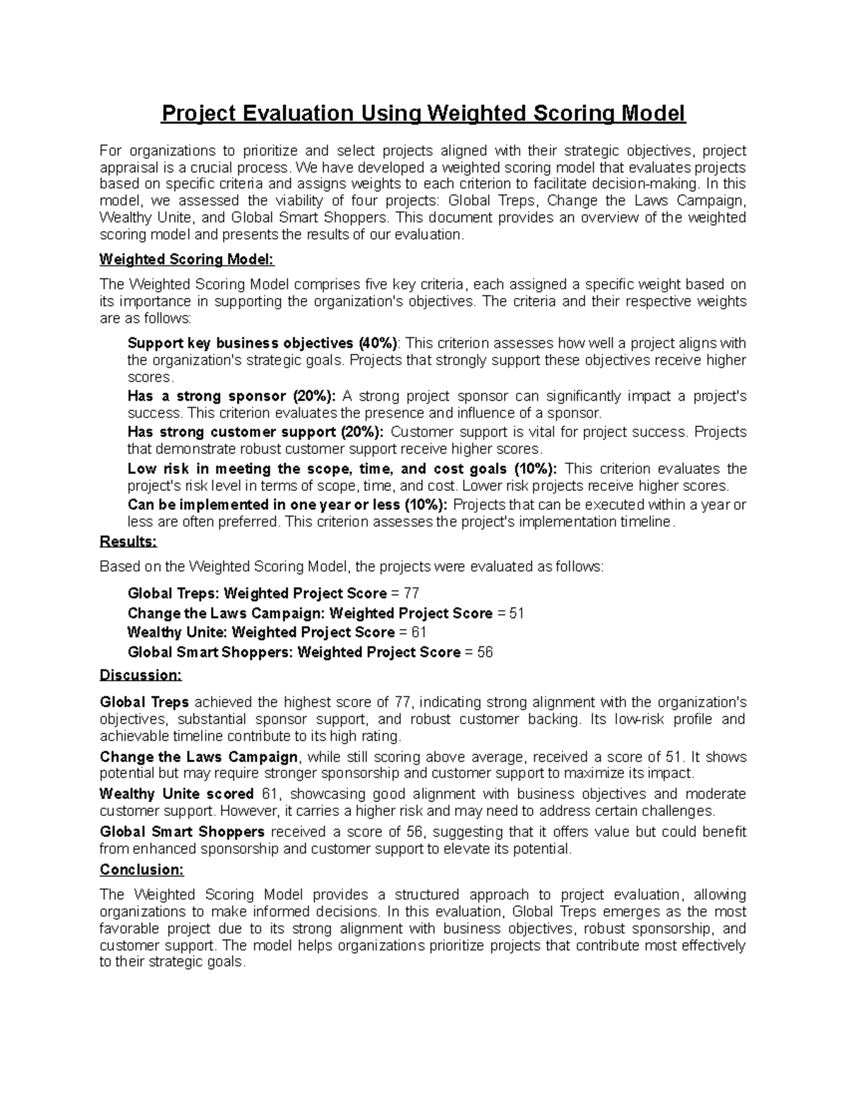 F23 – Group 02 – MGMT8665 – Project Evaluation Using Weighted Scoring ...
