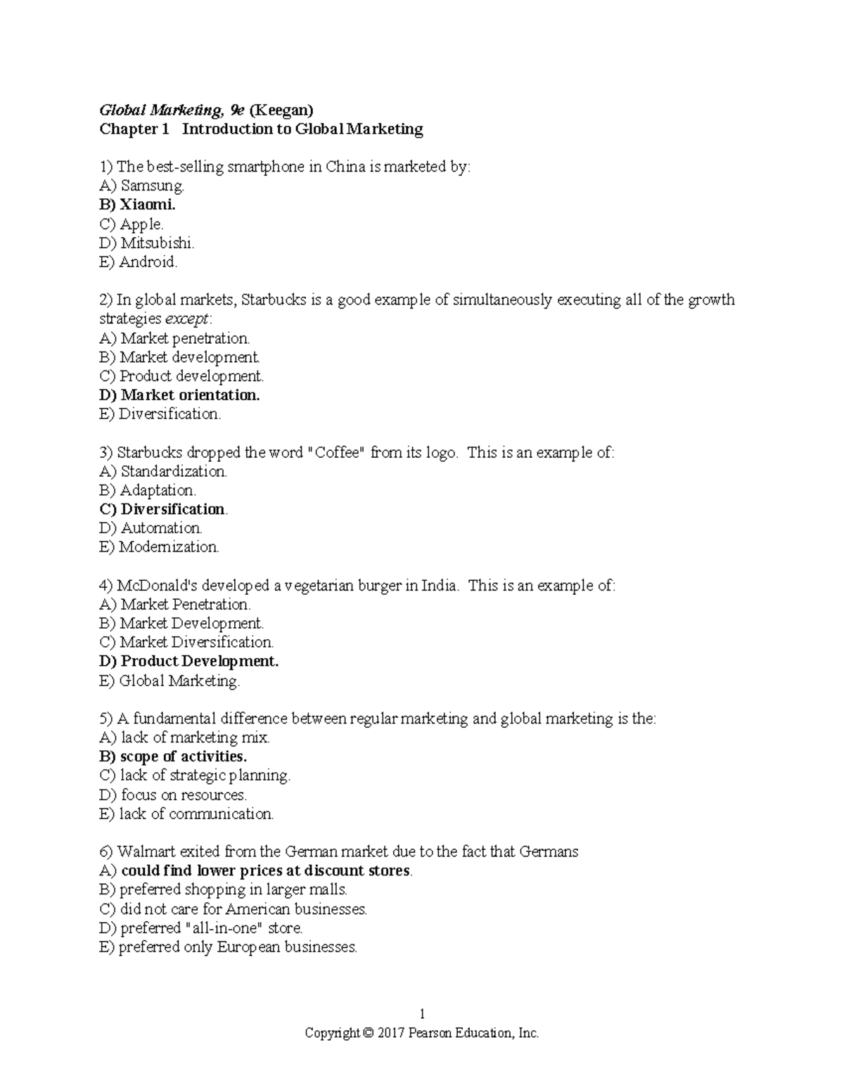 Sample-Test Bank Global Marketing 9th 9E Warren Keegan - Global ...