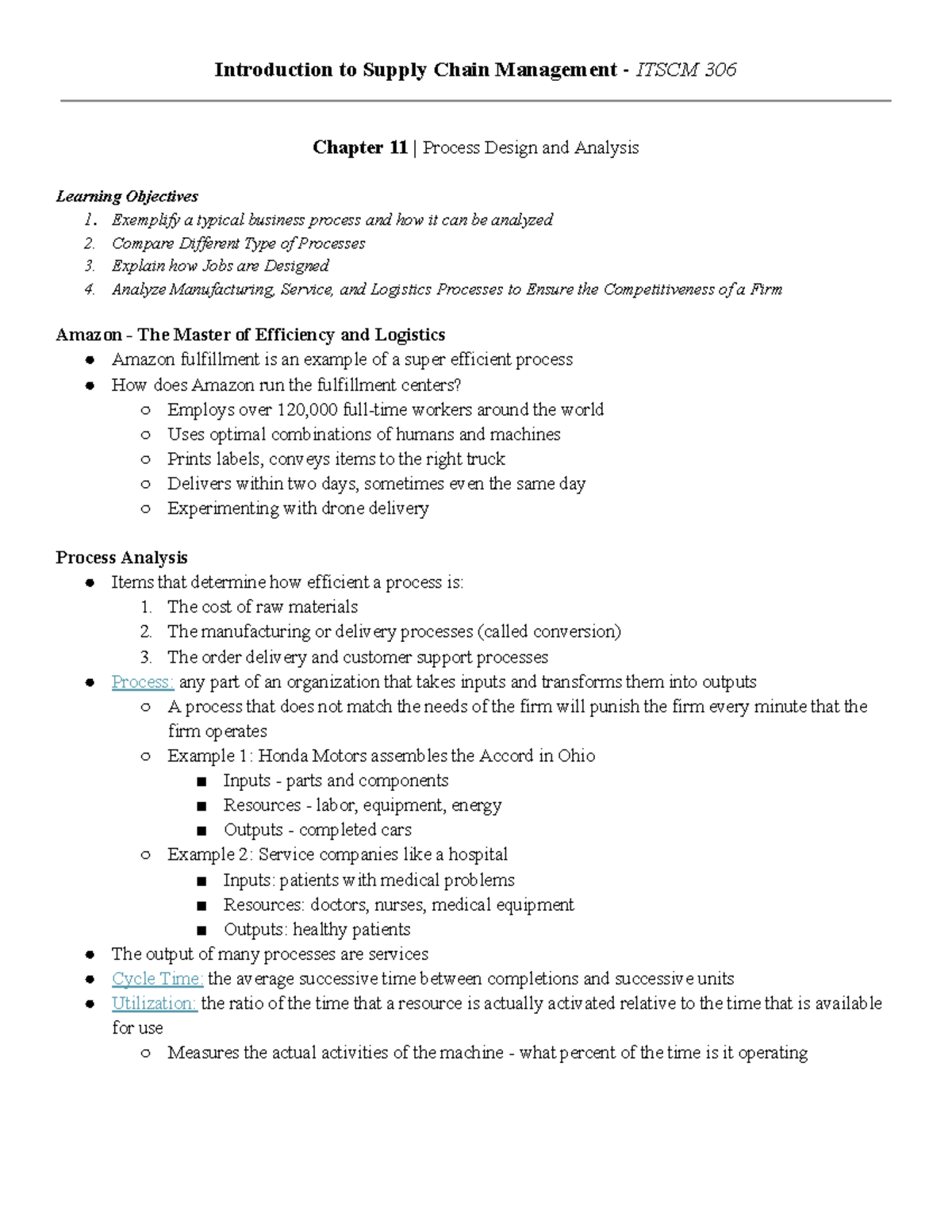 Chapter 11 Process Design and Analysis - Introduction to Supply Chain ...