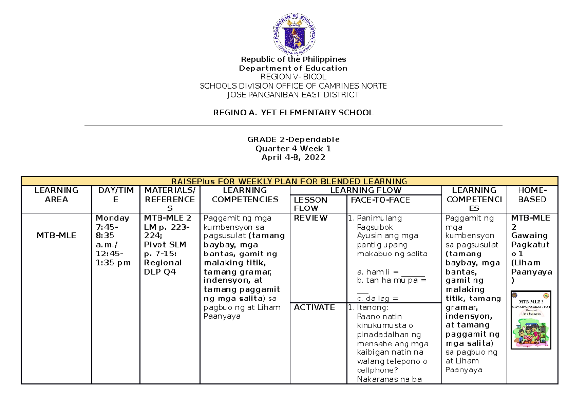 raiseplus-weekly-planweek-1-iiiiiiiii-republic-of-the-philippines
