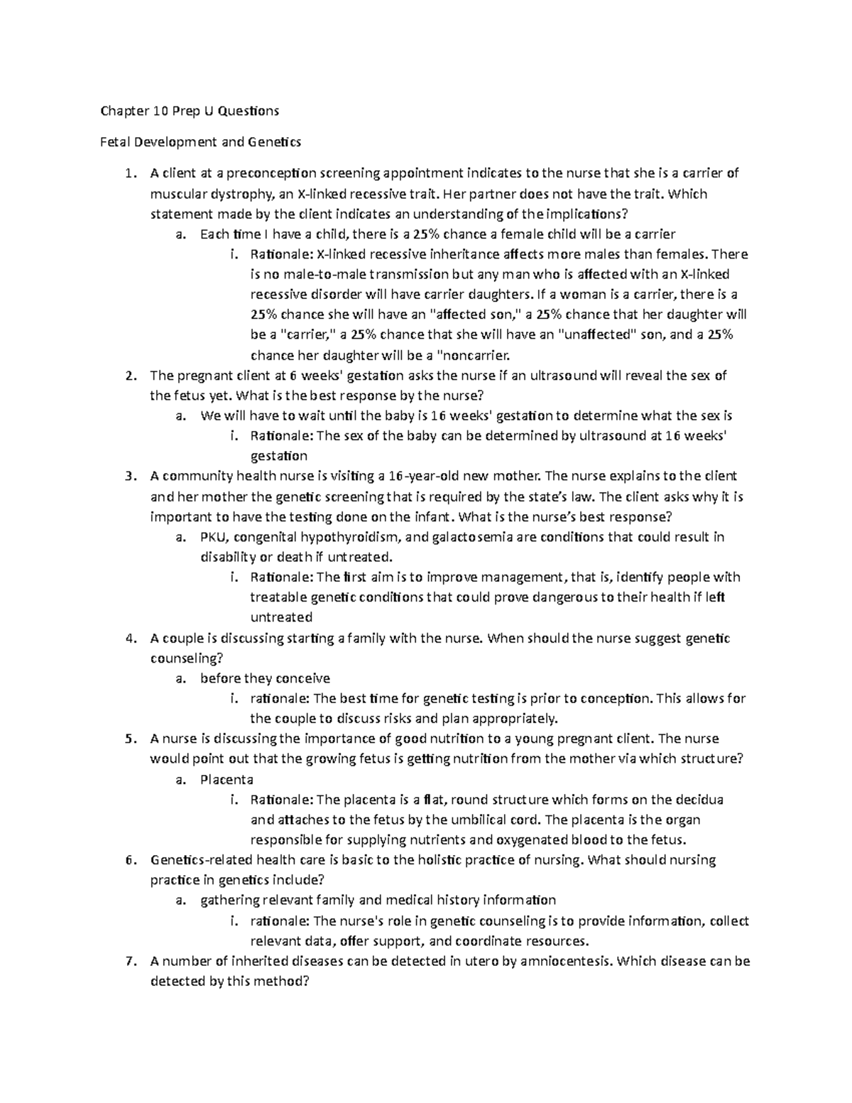 Chapter 10 Prep U Questions - Chapter 10 Prep U Questions Fetal ...