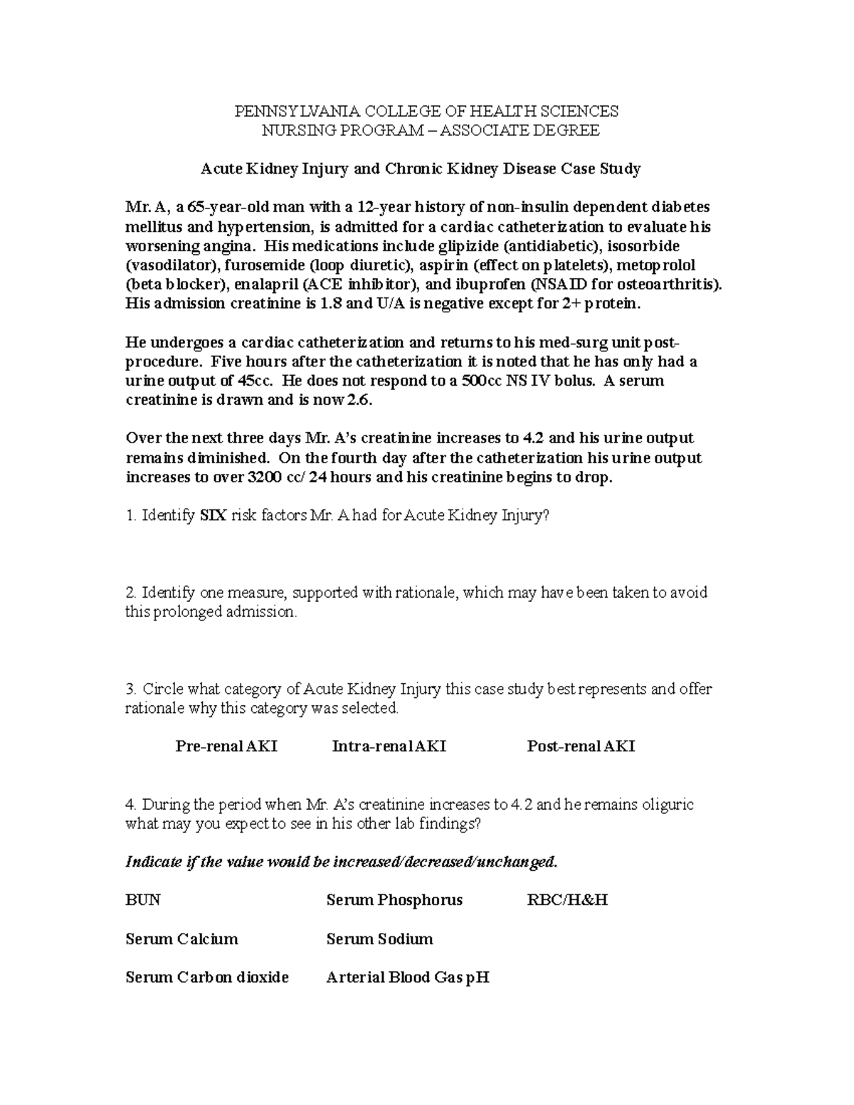 AKI & CKD Case Study - this document helps with the course of the ...