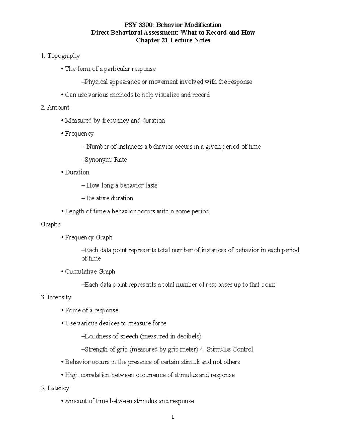 Behavior Mod Direct-Behavioral-Assessment Lecture-21 - PSY 3300 ...