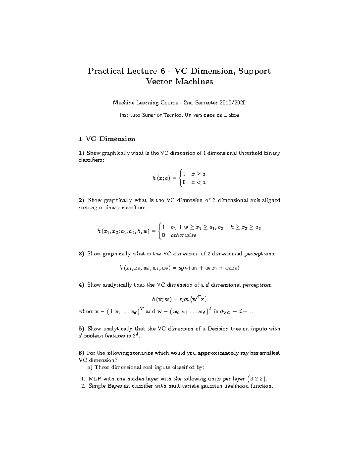 Machine learning Exercises - Practical Lecture 6 - VC Dimension ...