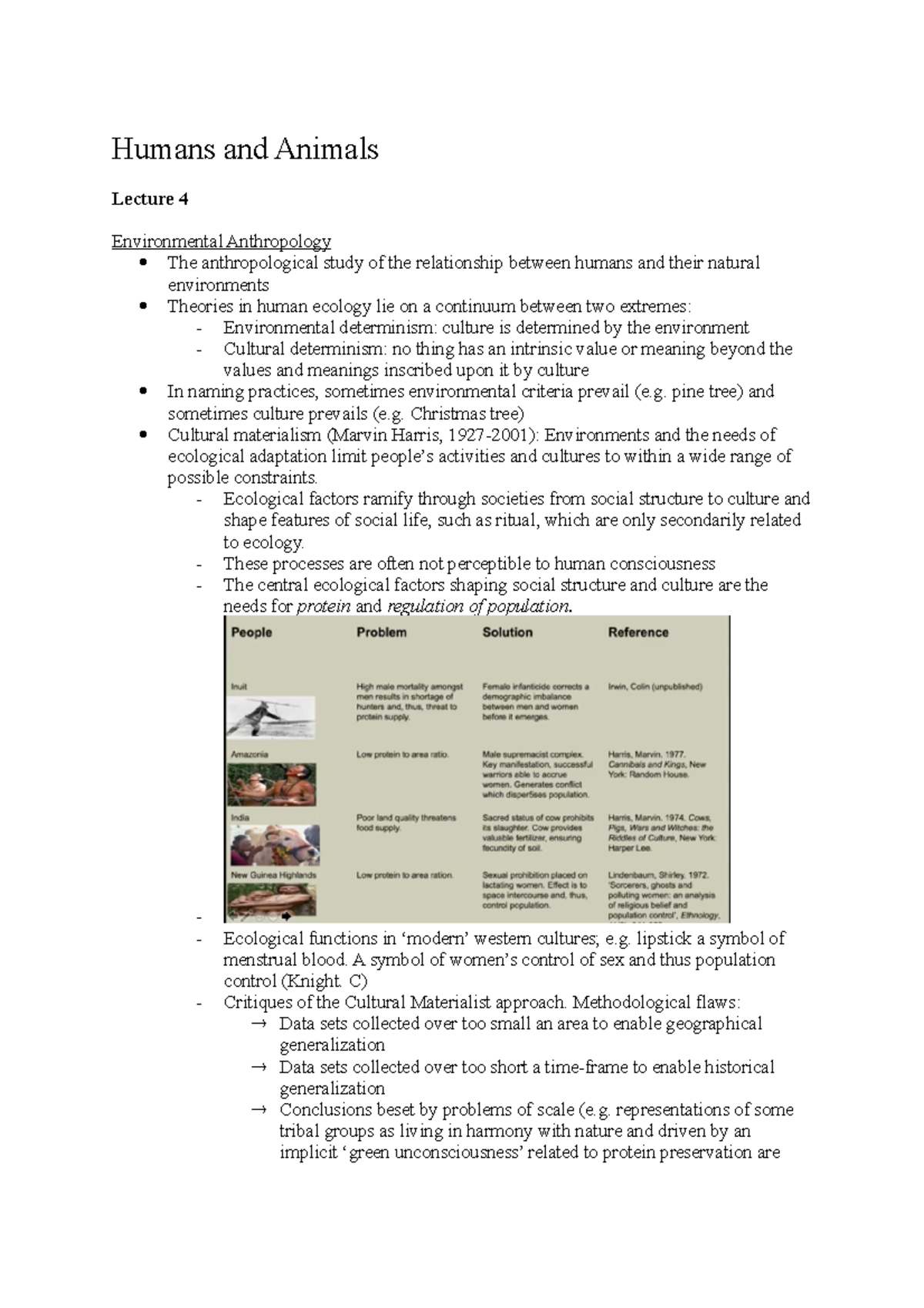 ANTH week 4 notes - Humans and Animals Lecture 4 Environmental ...