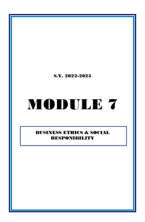 Business Ethics Social Responsibility 10 - S. 2022- MODULE 10 BUSINESS ...