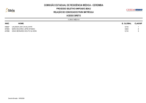 Ceremba - prova sus ba ano 2024 Acesso- Direto - Prova: 19/11/ DADOS DO ...
