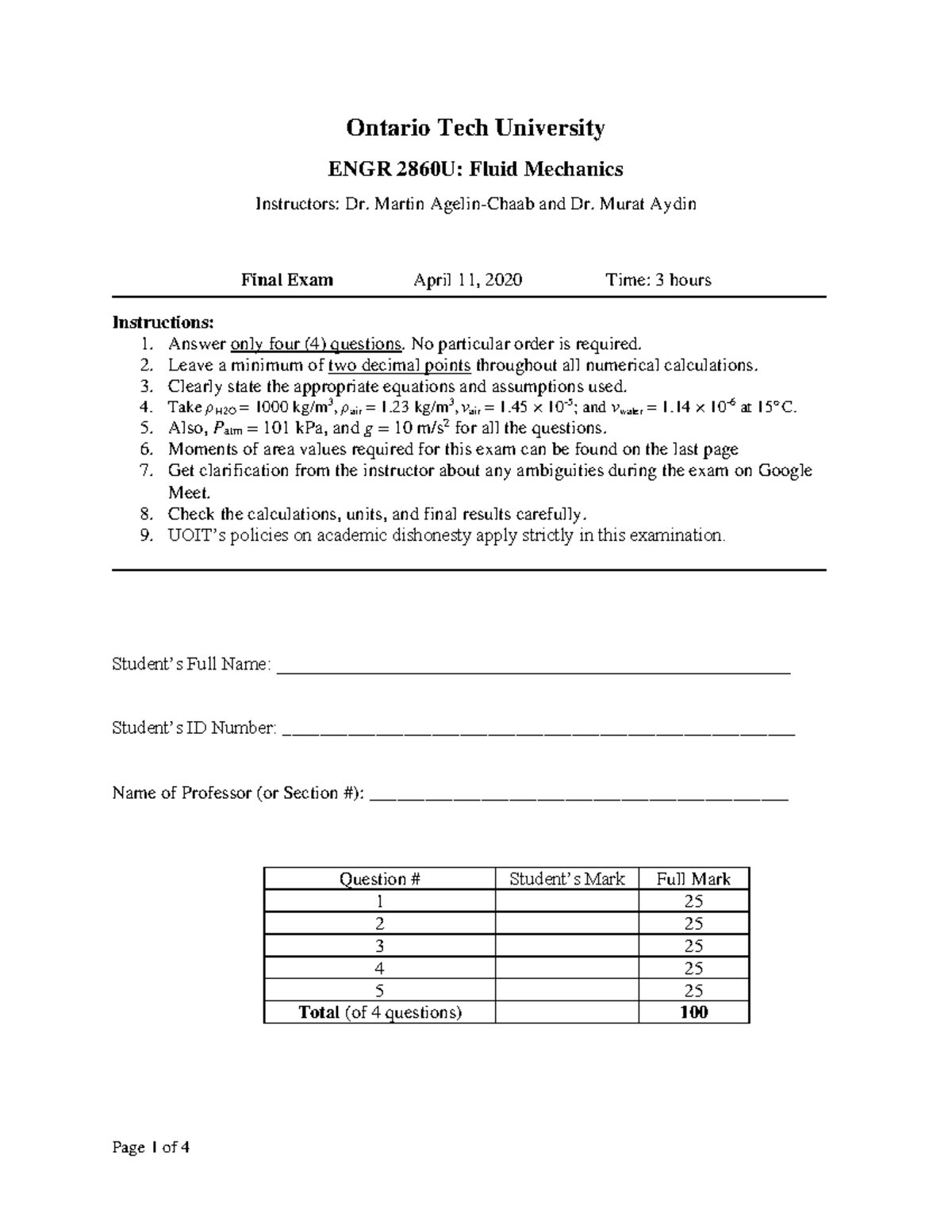 Final exam - Warning: TT: undefined function: 32 Ontario Tech ...