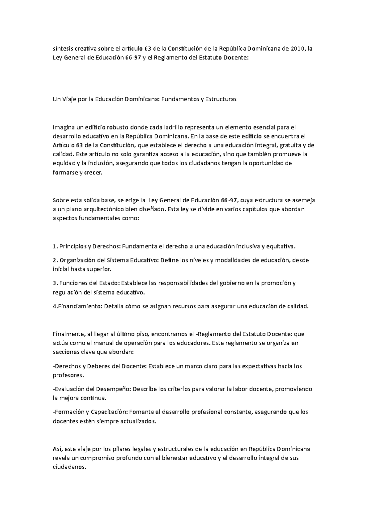 Articulo 63 del 09;2000 - síntesis creativa sobre el artículo 63 de la ...