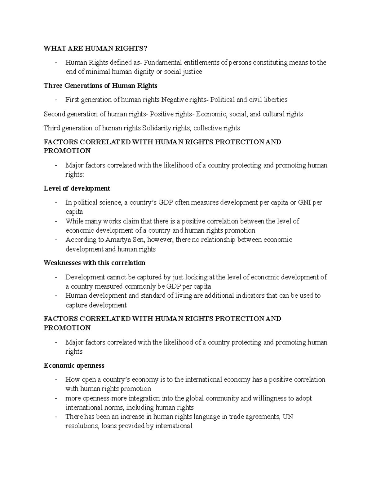 PCS 308 Human Rights Notes 11 - WHAT ARE HUMAN RIGHTS? Human Rights ...