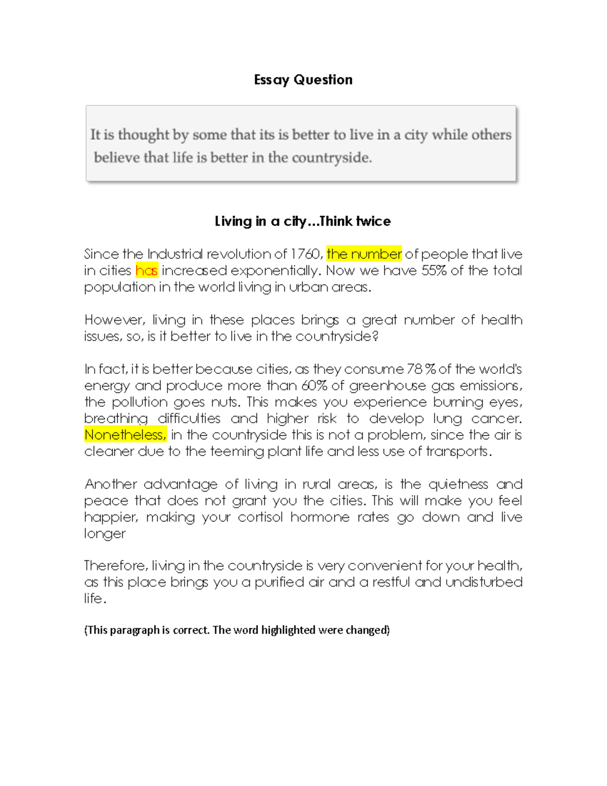 Countryside - ns que wea poner - Essay Question Living in a city ...