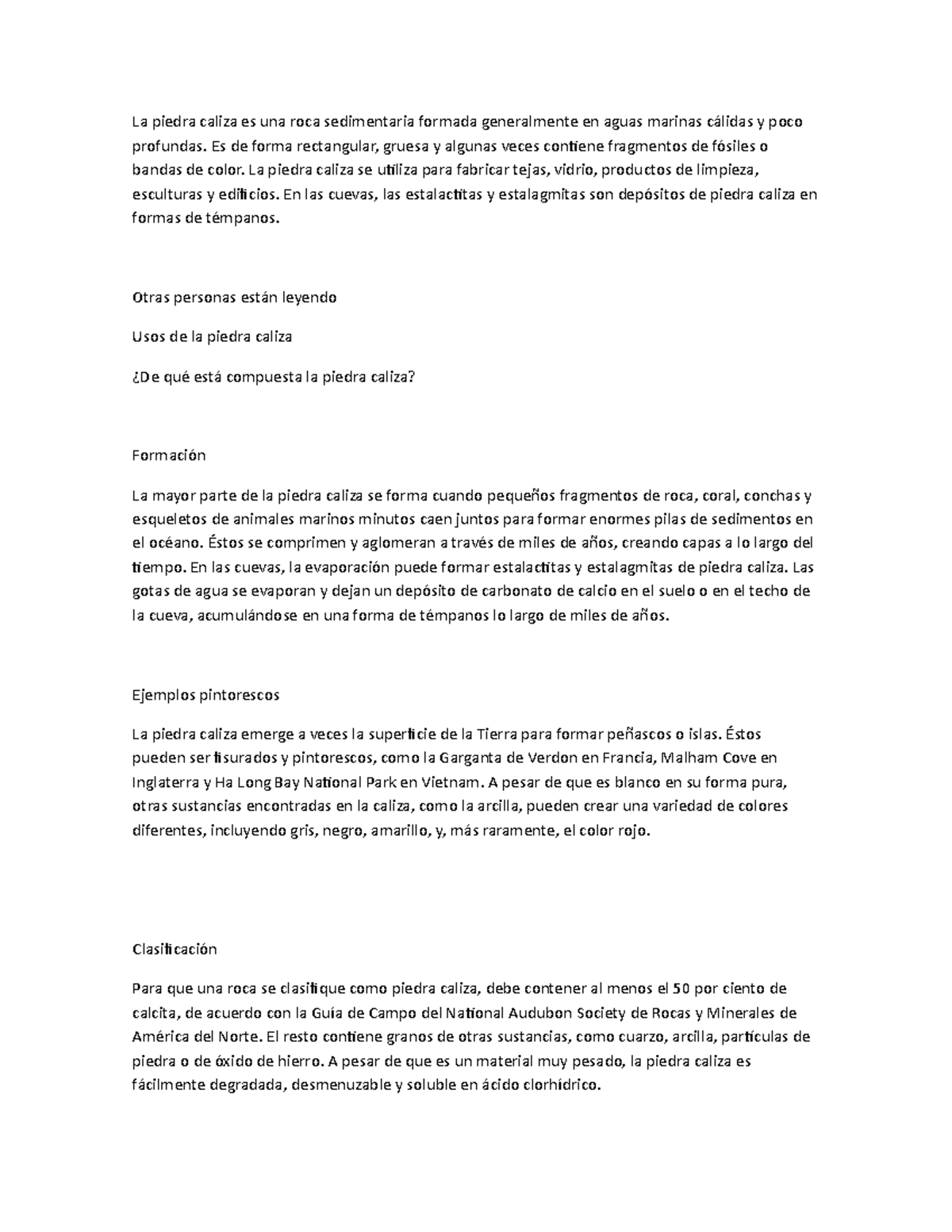 Caliza - La piedra caliza es una roca sedimentaria formada generalmente ...