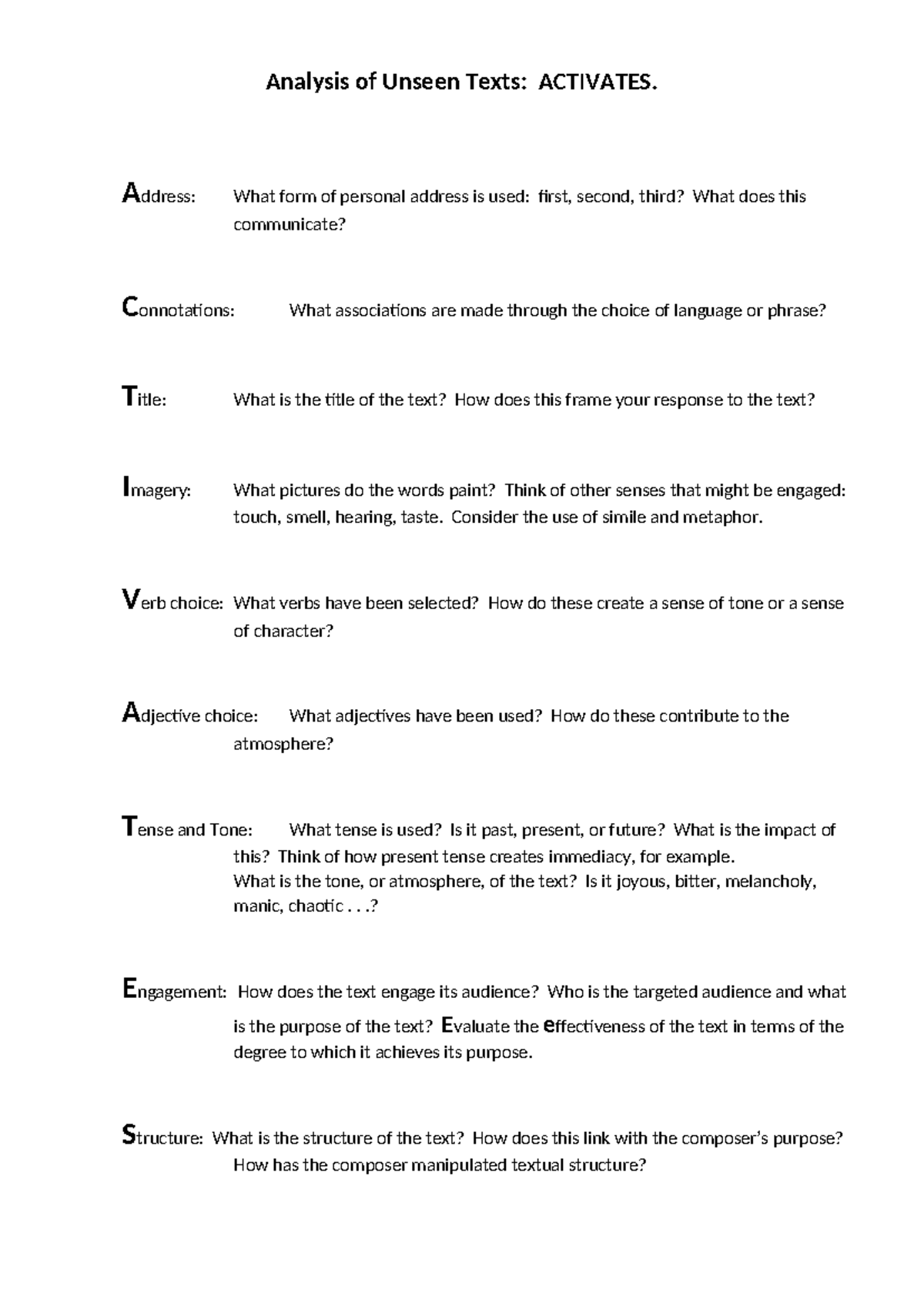 ACTIVATES: Analyzing Unseen Texts and Their Features - Analysis of ...