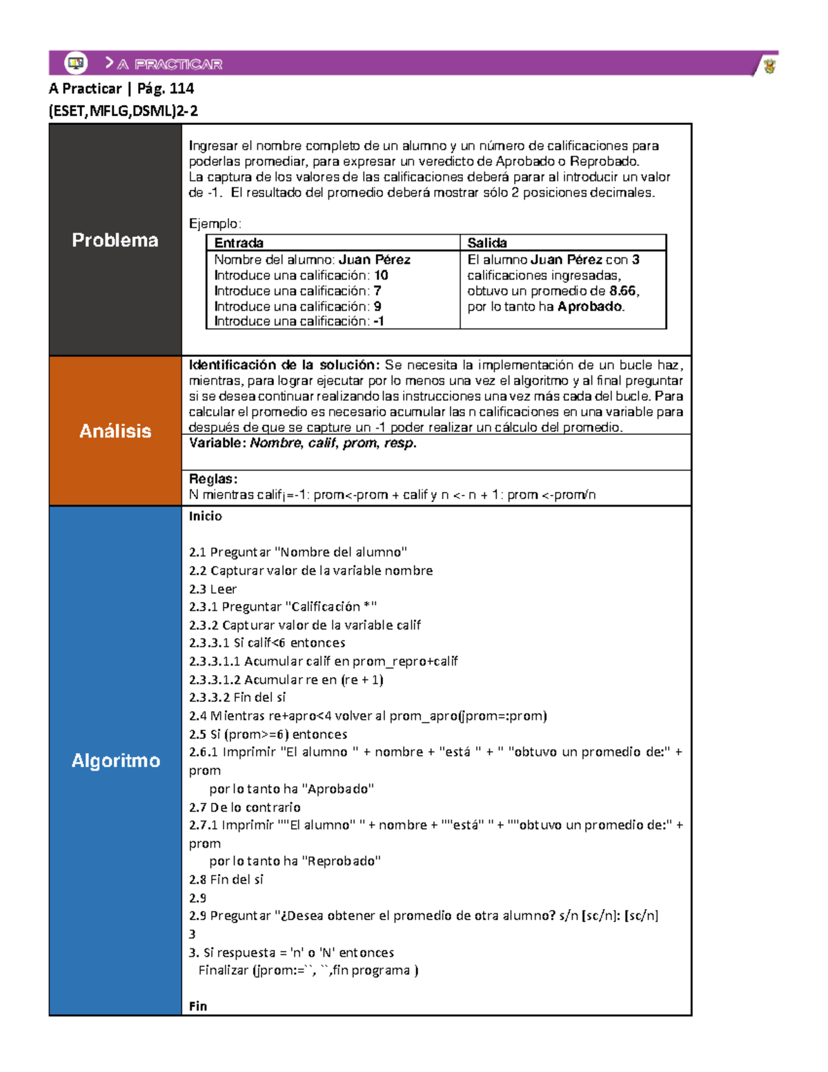 MFLG,ESET,DSML LC4 U3 SUB05 - A Practicar | Pág. 114 (ESET,MFLG,DSML)2 ...
