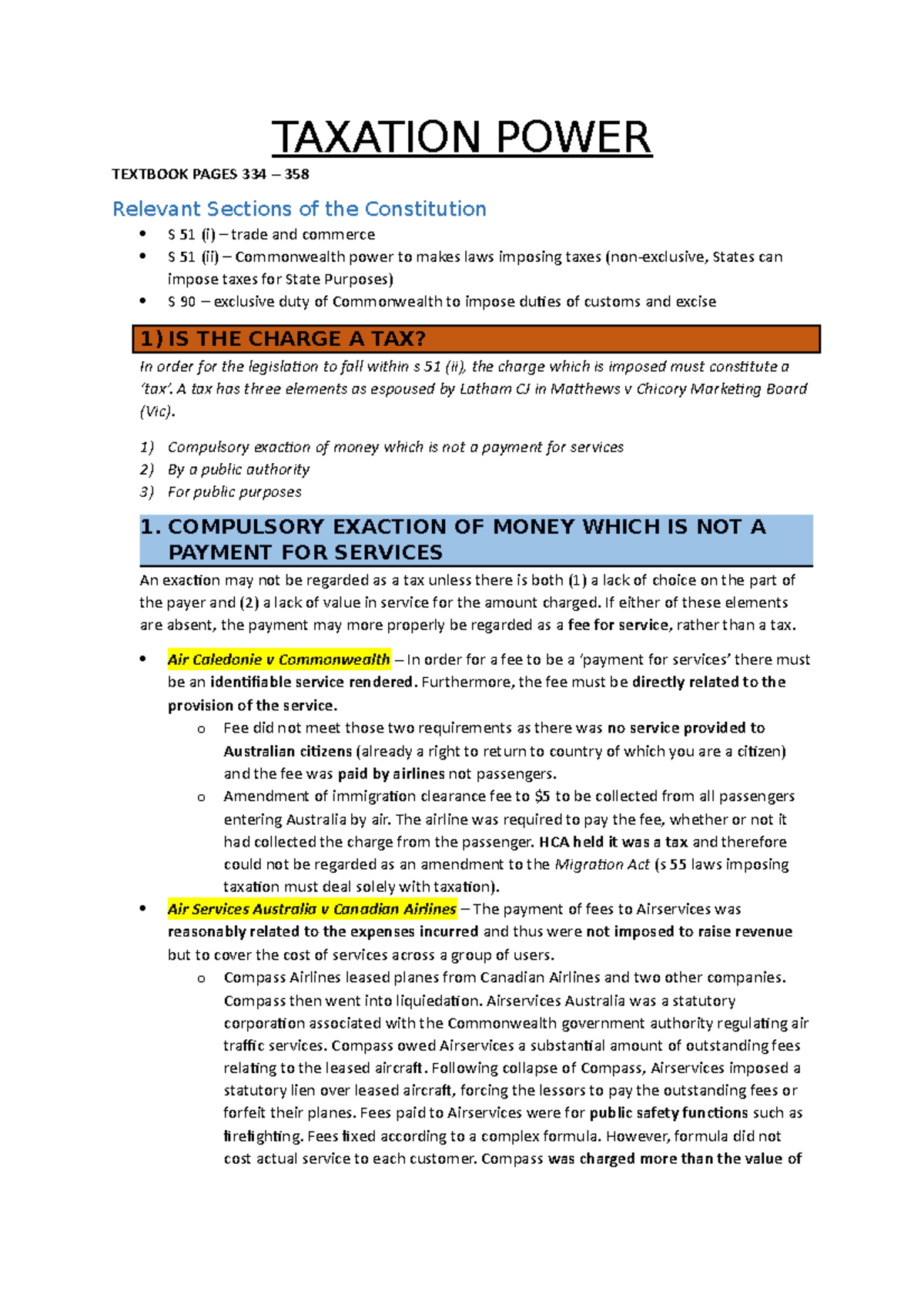 Taxation Power - TAXATION POWER TEXTBOOK PAGES 334 – 358 Relevant ...