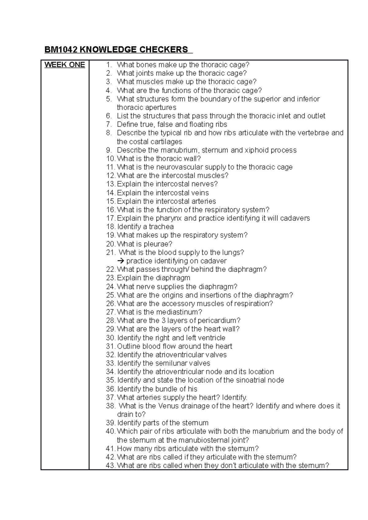 Knowledge checkers - Revision questions - BM1042 KNOWLEDGE CHECKERS ...
