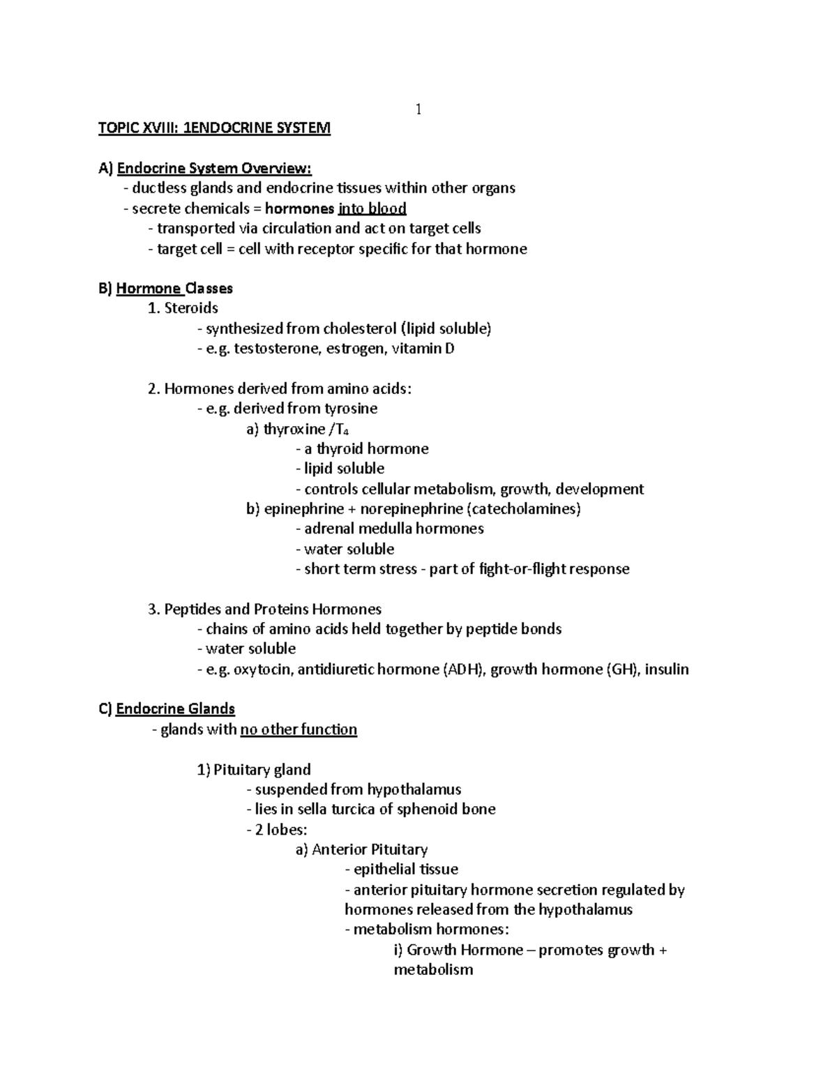 BIOL 1410 18 Topic Xviii Endocrine System - TOPIC XVIII: 1 ENDOCRINE ...