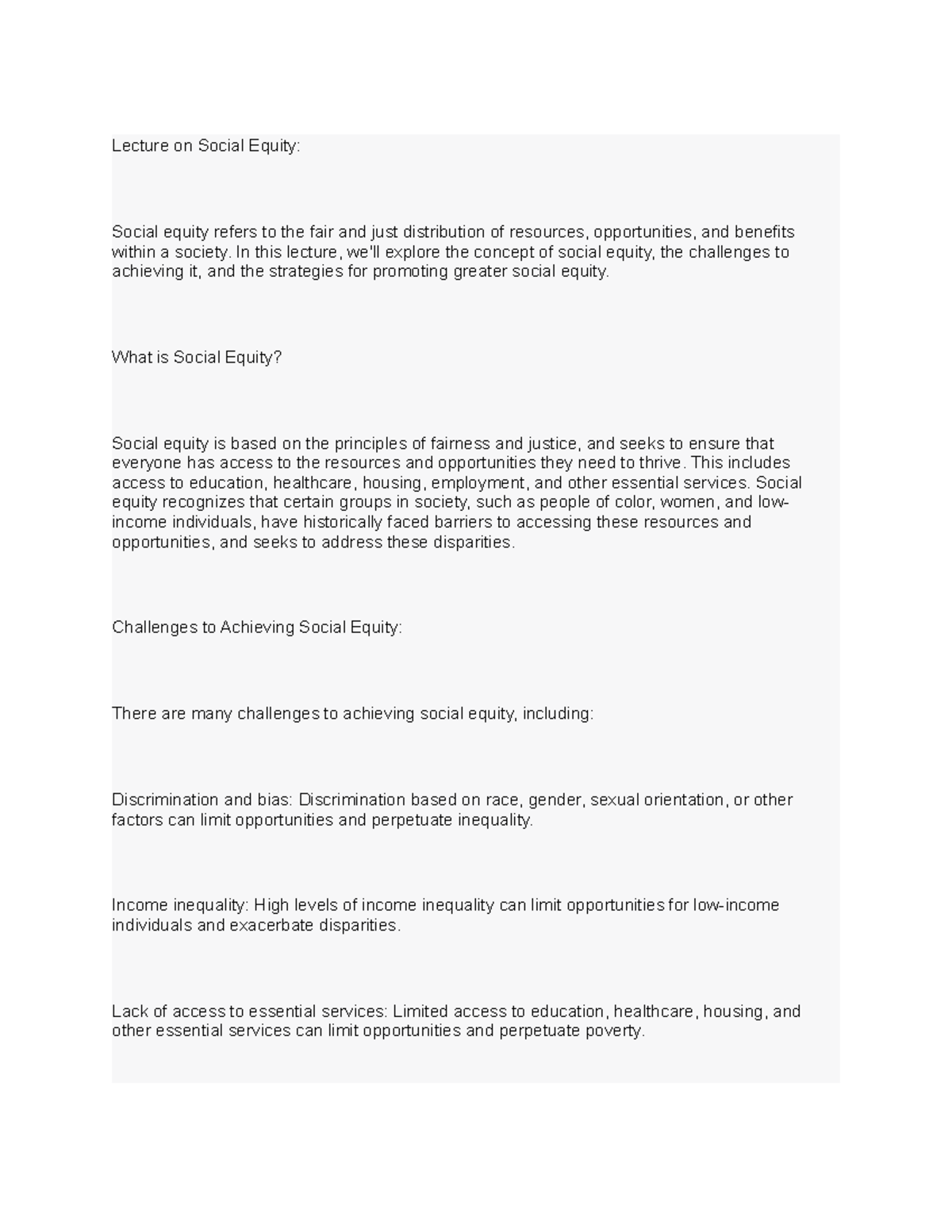 Lecture on Social Equity - Lecture on Social Equity: Social equity ...