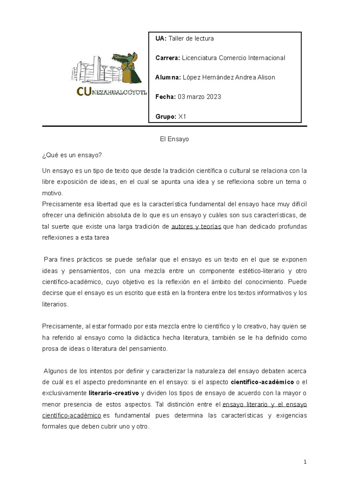 El Ensayo y sus características - El Ensayo ¿Qué es un ensayo? Un ...