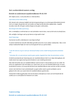 Kort examen verslag Betrekt en ondersteunt naastbetrokkenen - Betrekt ...