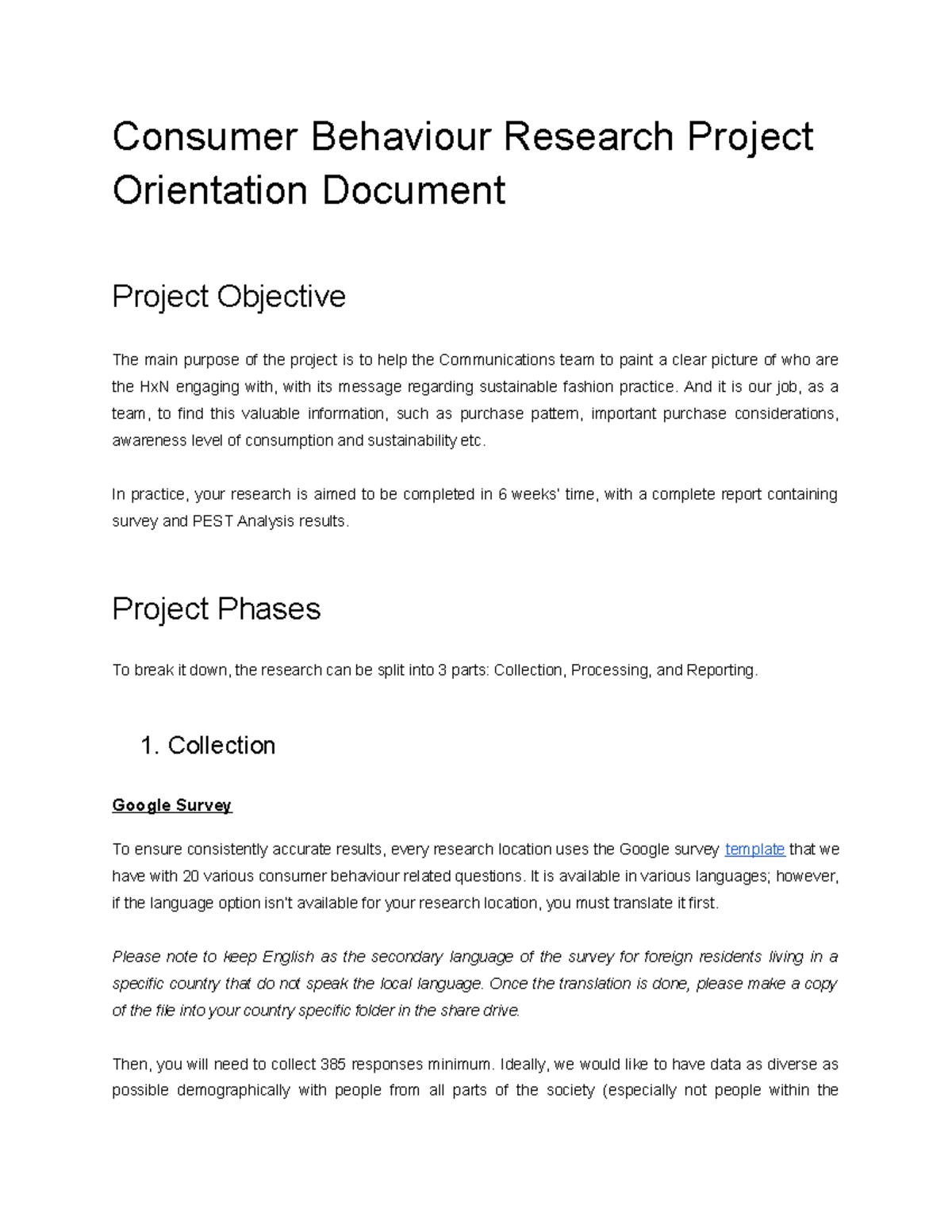 Consumer Behaviour Research Project Orientation Document - Consumer ...