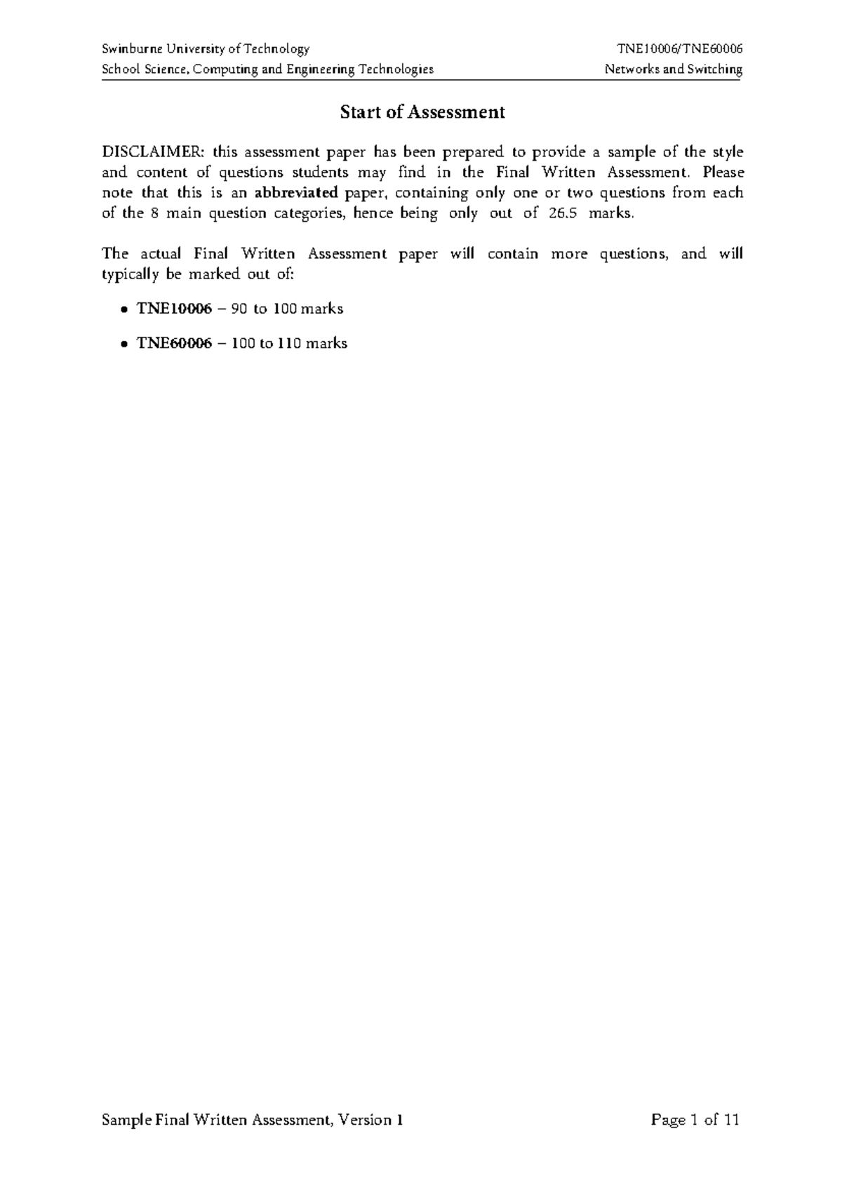 Sample Written Assessment - School Science, Computing and Engineering ...