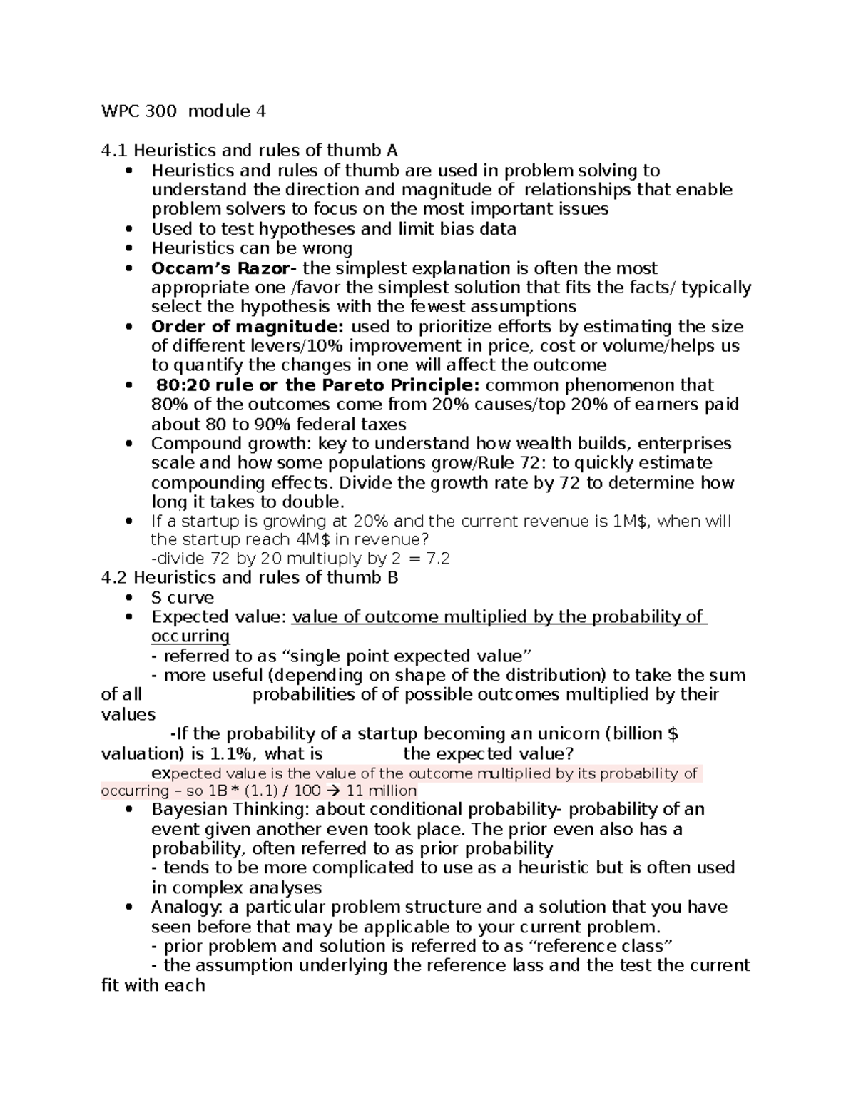 WPC 300 module 4 - WPC 300 module 4 4 Heuristics and rules of thumb A ...