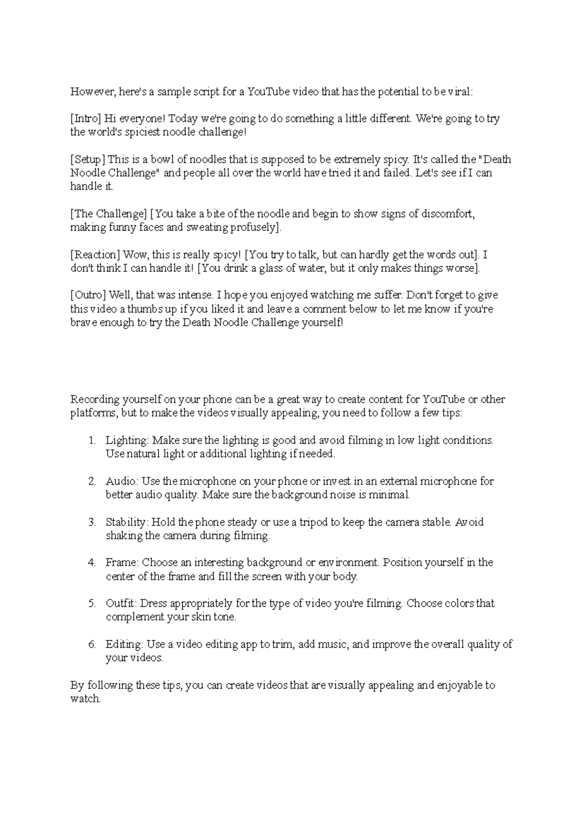 Practice 1 essay and document - However, here's a sample script for a ...