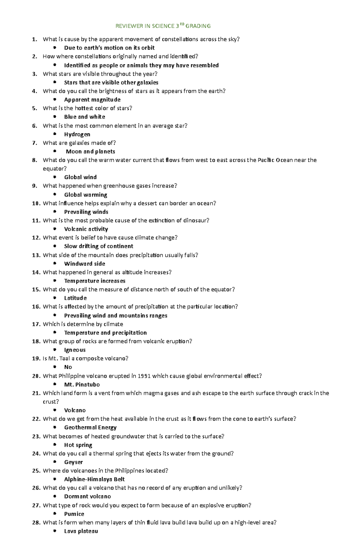 Reviewer IN Science 3RD Grading REVIEWER IN SCIENCE 3RD GRADING What 