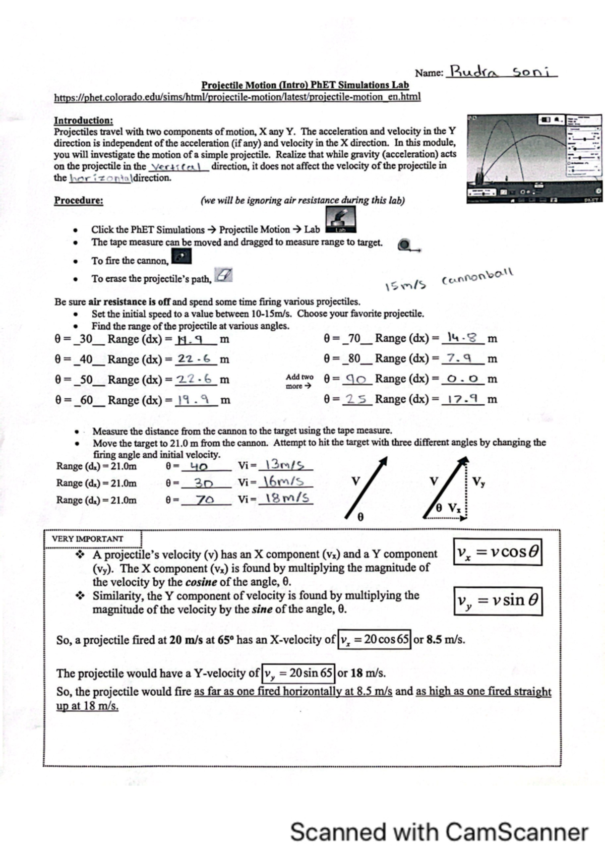 Projectile lab - Studocu