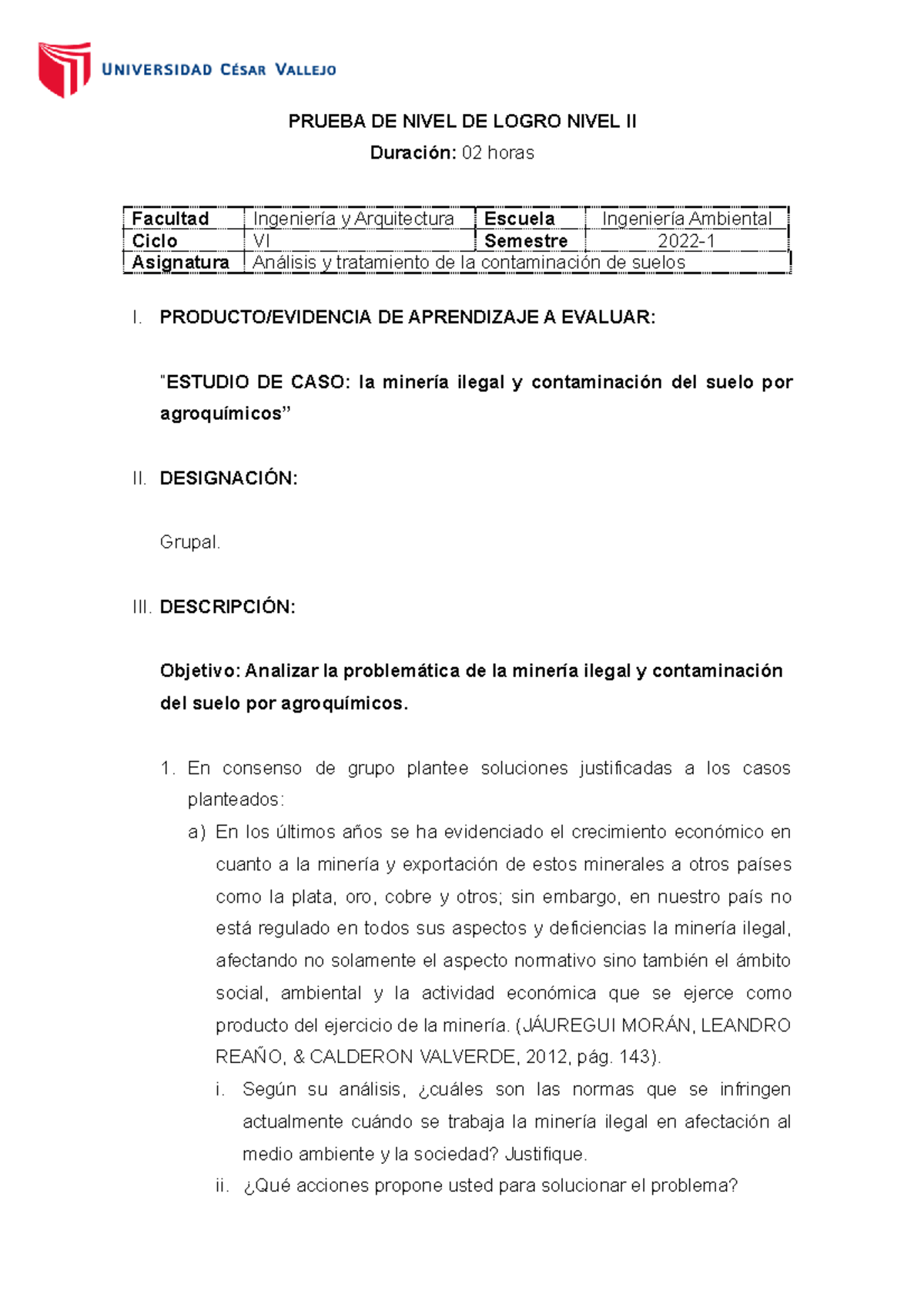 Prueba DE Nivel DE Logro Nivel II - PRUEBA DE NIVEL DE LOGRO NIVEL II Duración: 02 horas ...