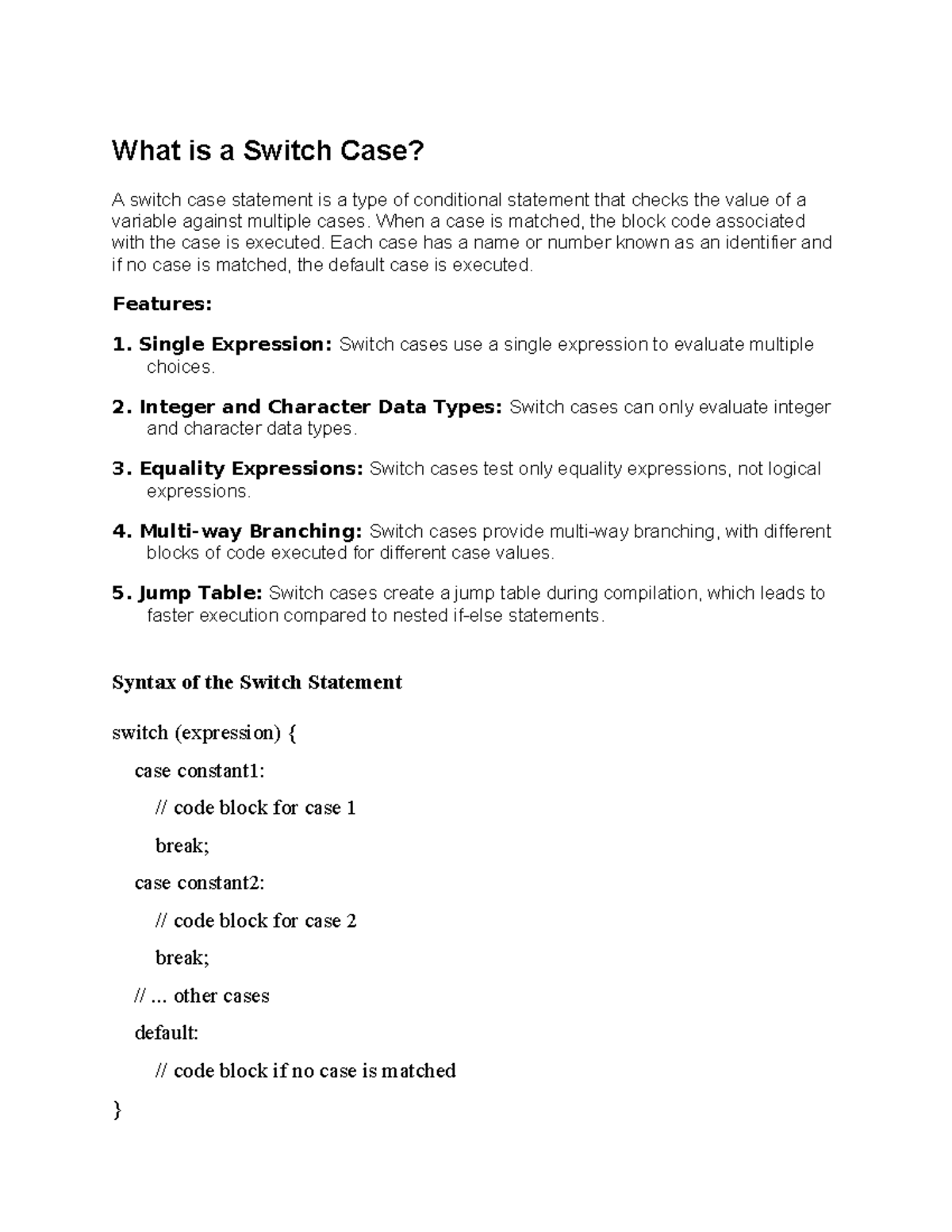 Switch-Case 093738 - What is a Switch Case? A switch case statement is ...