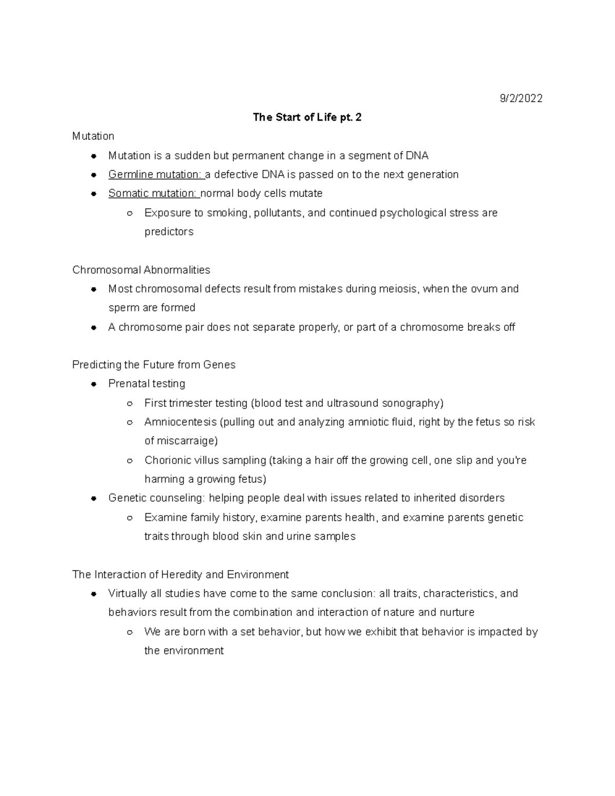 The Start of Life pt. 2 - beginning of life knowledge - 9/2/ The Start ...