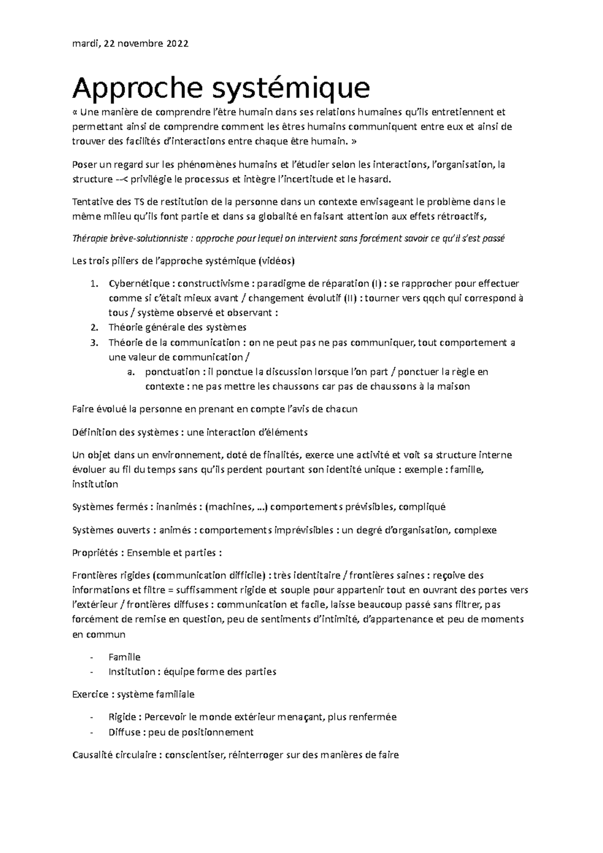 Approche systémique résumé 2 - Approche systémique « Une manière de comprendre l’être humain ...