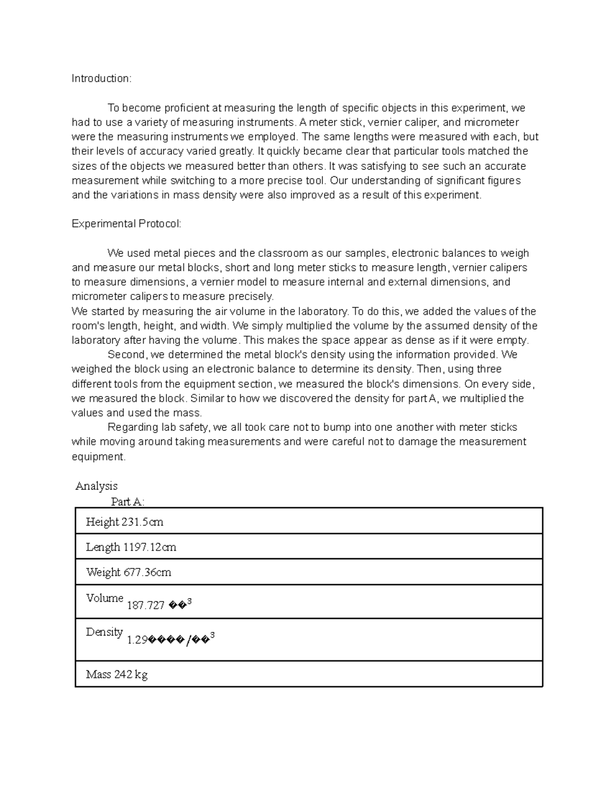 Lab #7 - Lab #7 - Introduction: To become proficient at measuring the length of specific objects ...